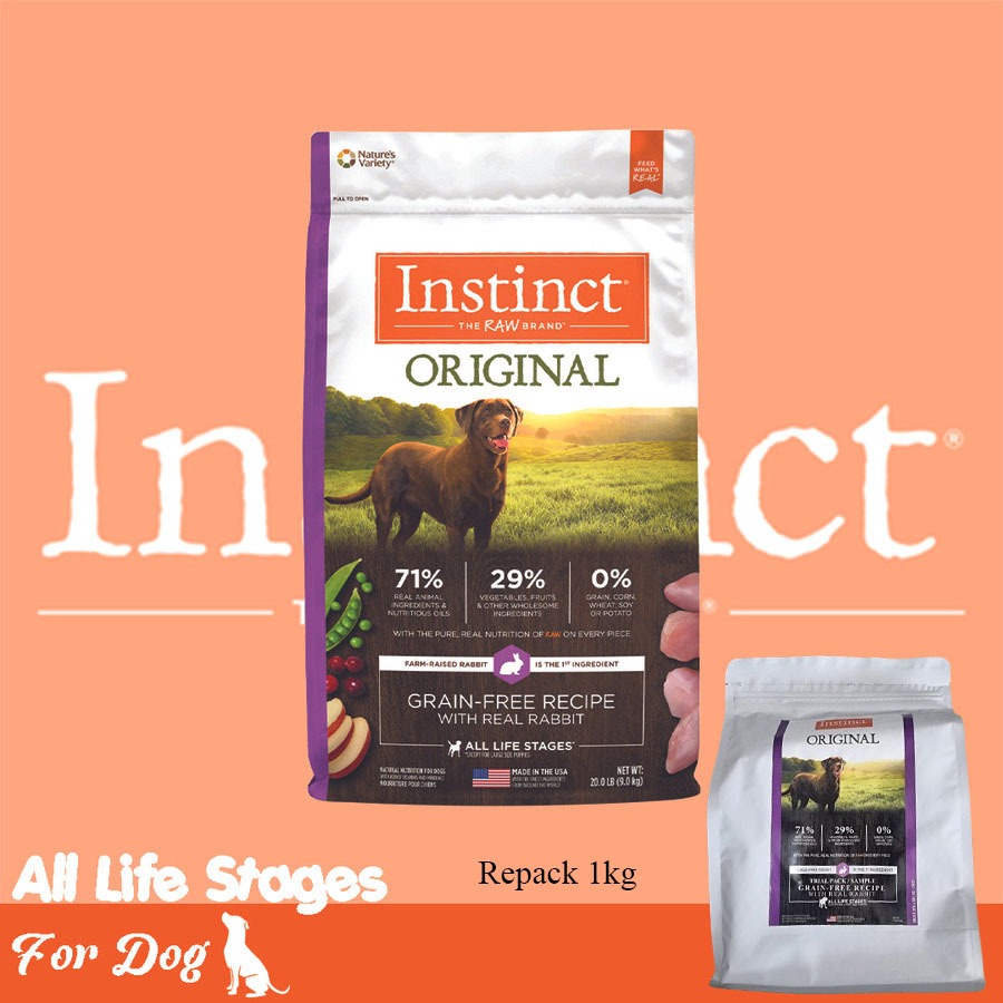 Jual Repack Instinct Original Grain-Free Dry Dog Food Rabbit Petfood ...