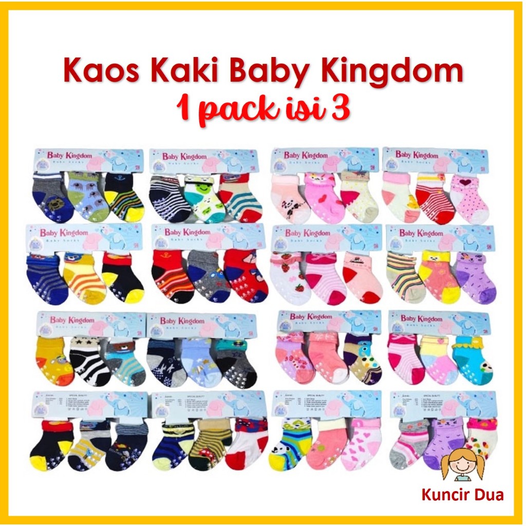 Jual 3in1 Kaos Kaki Bayi Baru Lahir (0-12 Bulan) Baby Kingdom SNI ...