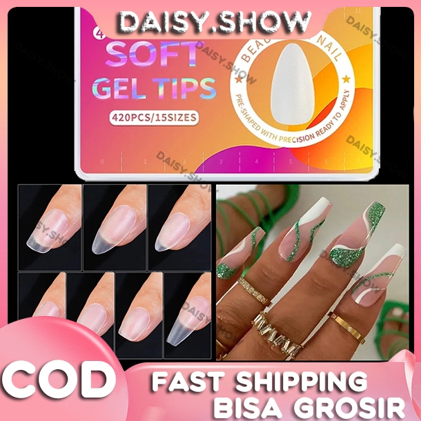 Jual Rainbow Soft Gel Tip Scrub Terasa 300/420 Pcs Full Buff Nail ...