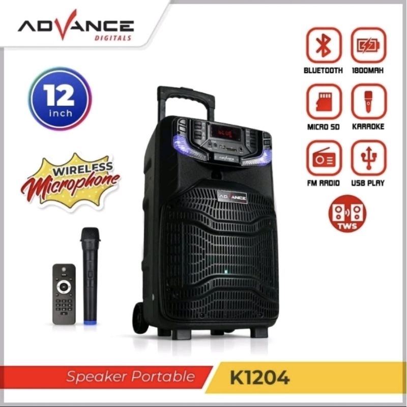 Jual Speaker Portable 12 Inch K1204 Advance 1 Mic | Shopee Indonesia