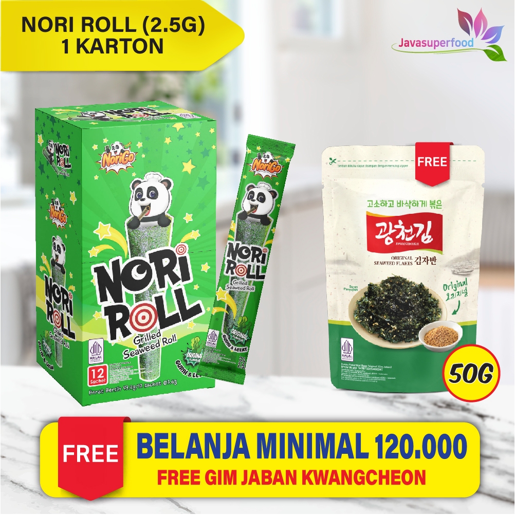 Jual Snack Nori Roll Grilled Seaweed Roll 1 KARTON isi 6 BOX (72 Pcs ...
