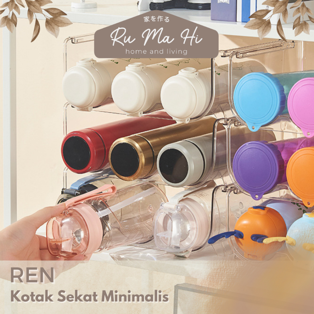 Jual RUMAHI -REN Tempat Simpan Termos Botol Estetika Rak Holder Tumbler ...