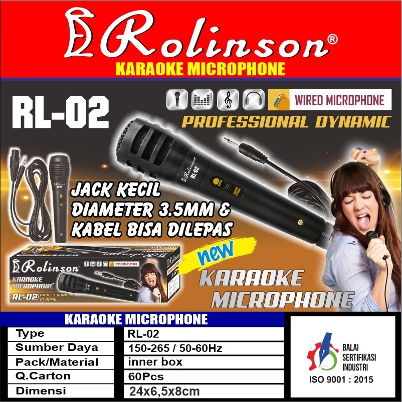 Jual Mic Kabel jak kecil 3.5 Rolinson RL-02 Microphone Untk Speker ...