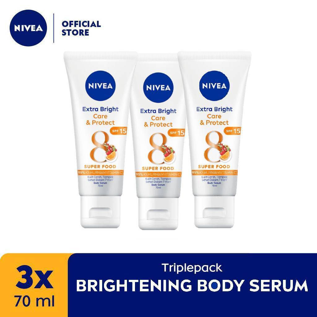 Jual Nivea Extra Bright Body Serum Care 3 x 70 ml | Shopee Indonesia