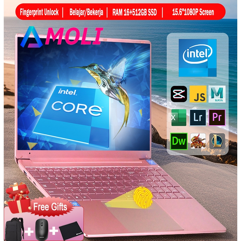 Jual AMOLI [Ready stock] Laptop Pink 15,6‘’ Layar IPS HD 16+ 512GB SSD ...