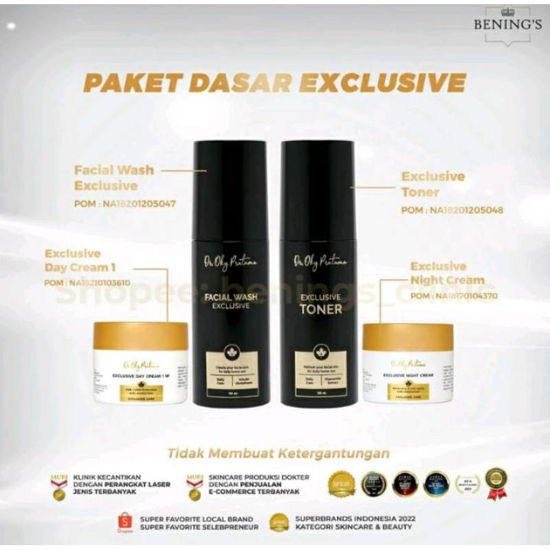 Jual BENING SKINCARE DR.Oky Pratama Paket Exclusive ( mengatasi kulit wajah FLEK) Pencerah dan ...