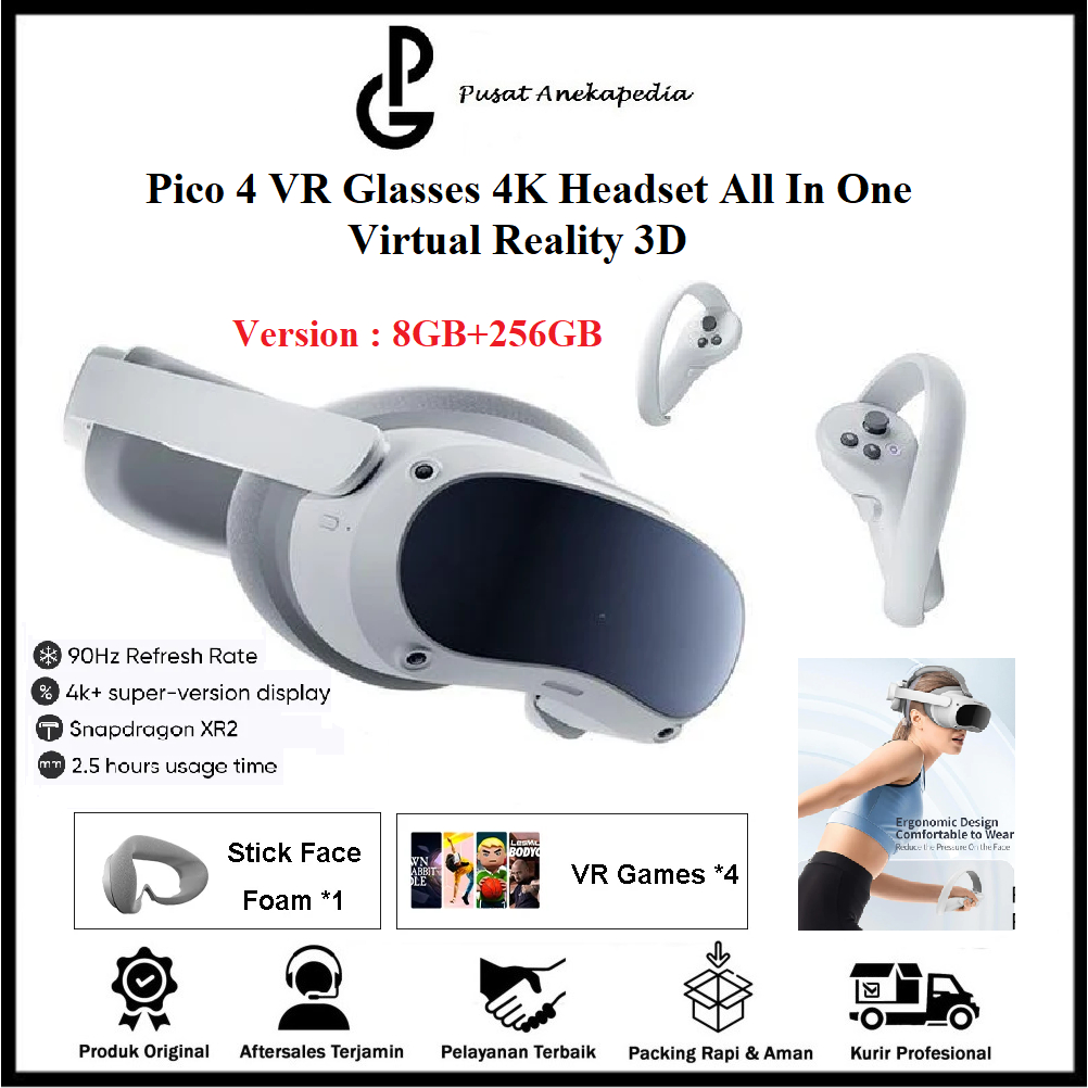 Jual Pico 4 VR Glasses 4K Headset All In One Virtual Reality 3D 8GB+256GB - VR Glasses PICO 4 ...