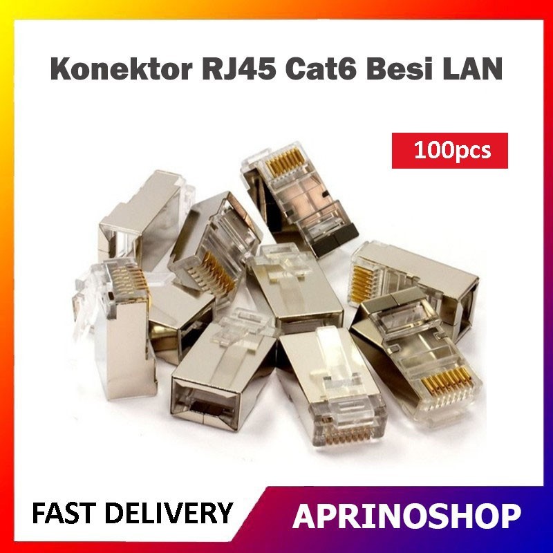 Jual Konektor RJ45 Cat5 Besi LAN isi 100pcs Connector RJ45 Metal Iron ...