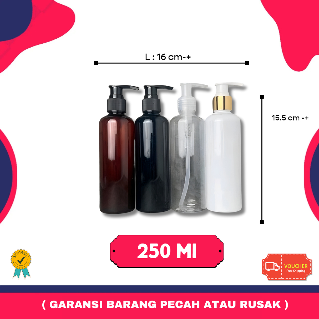 Jual Botol BR Pet Pump Lotion 250ml | Botol Sabun Kosmetik Skincare 250 Ml | Shopee Indonesia