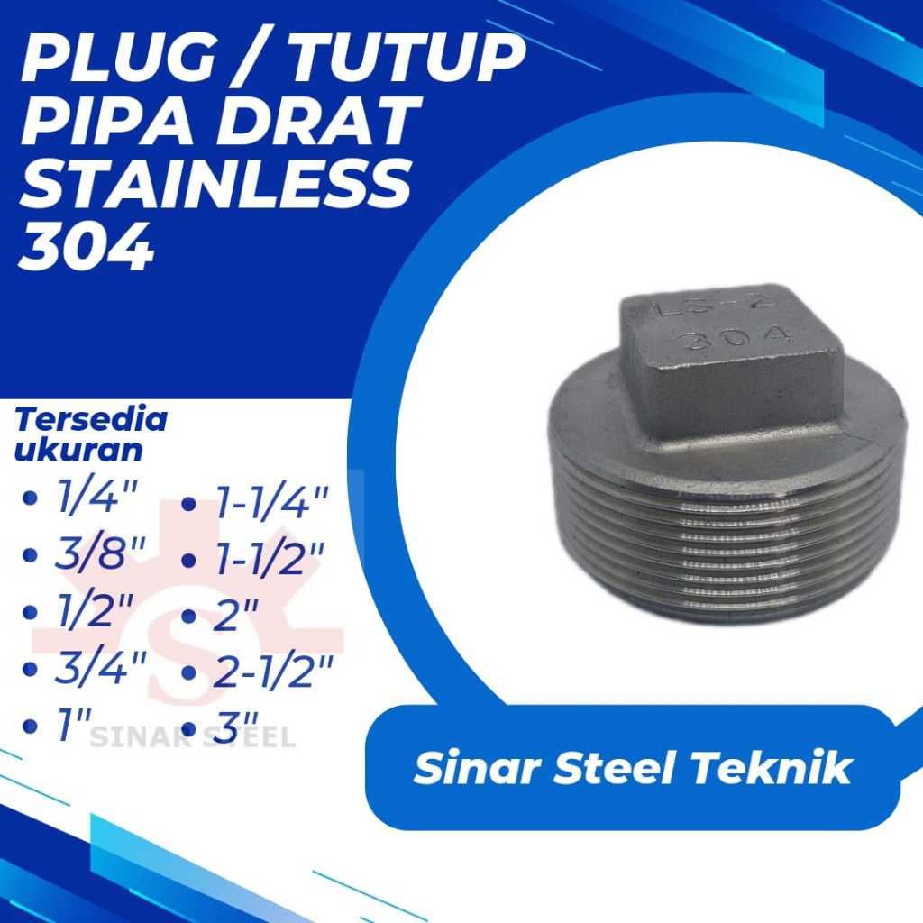 Jual Square Plug stainless steel 304 ukuran 1-1/2" / tutup pipa drat ...