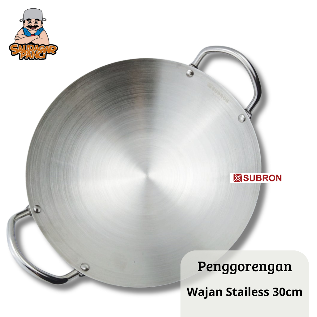 Jual SUBRON Wajan Penggorengan Stainless Steel Tebal Wok Kuali Goreng 30cm | Shopee Indonesia