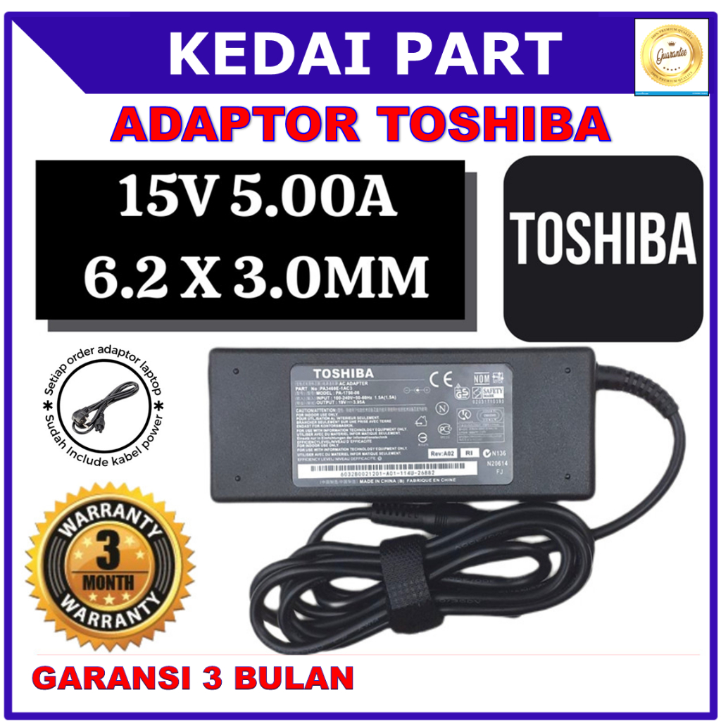 Jual ADAPTOR CHARGER TOSHIBA TECRA TE2000 TE2100 TE2300 ORI | Shopee ...