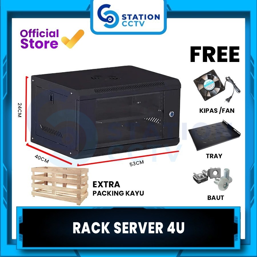 Jual WALLMOUNT RACK 4U SINGLE DOOR / RACK SERVER 4U WITH PACKING KAYU ...