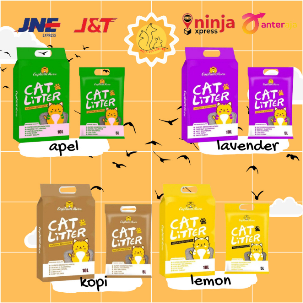 Jual EKSPEDISI PASIR KUCING GUMPAL WANGI CAPTAIN MEOW CAT LITTER 10LT ...