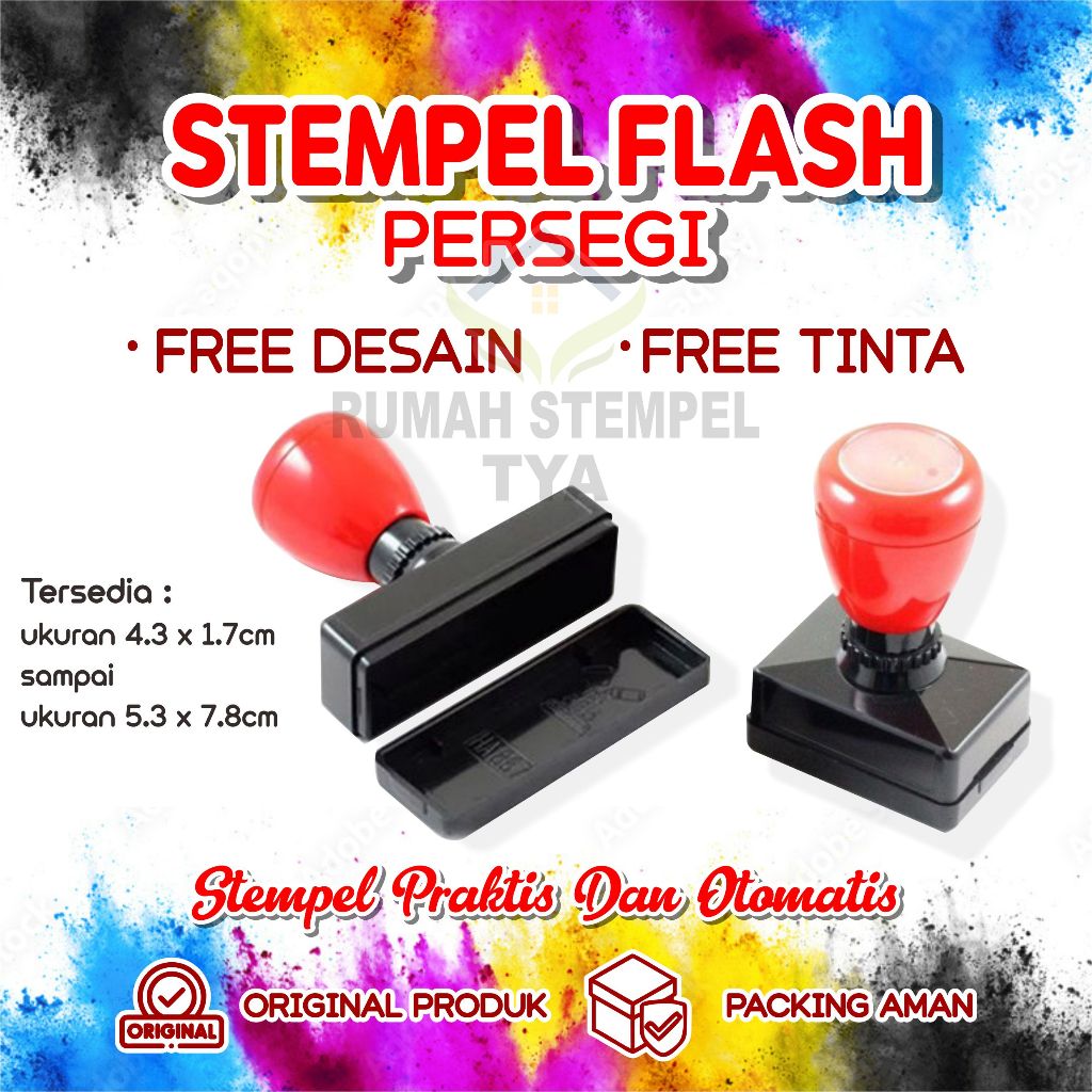Jual Cetak Stempel PERSEGI, Perusahaan, logo, nama TTD, lunas stample flash stemple praktis ...