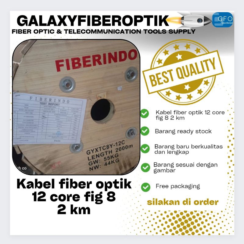 Jual kabel fiber optik 12 core fig8 2 km armore / ku mini 12 core fig 8 ...