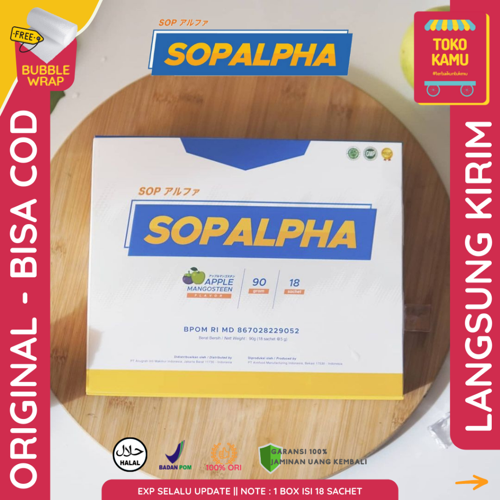 Jual SOPALPHA 1 BOX ISI 18 SACHET BPOM HALAL SOP ALPHA SOPALPA 100 PLUS ...