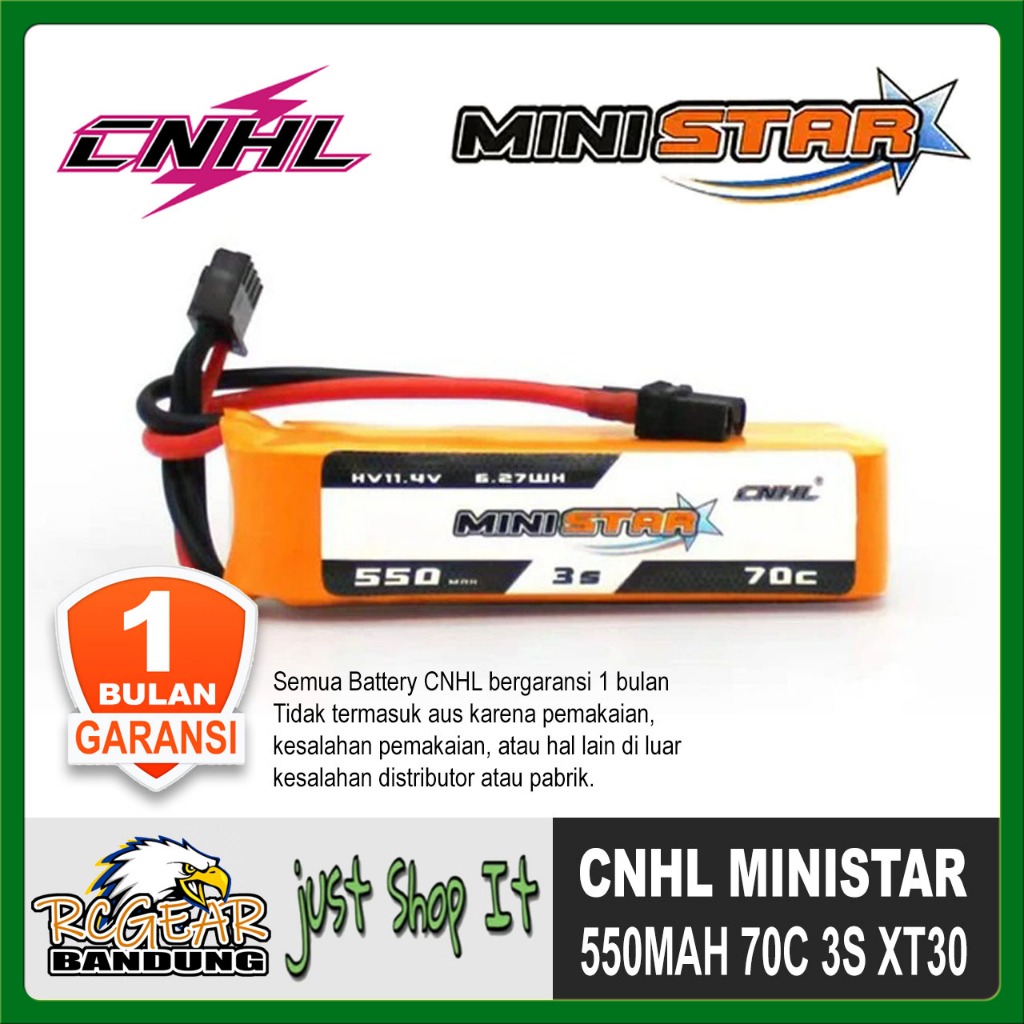 Jual CNHL LiHv Ministar Hv 550mAh 11.4v 3s 70c Lipo Battery XT30 | Shopee Indonesia