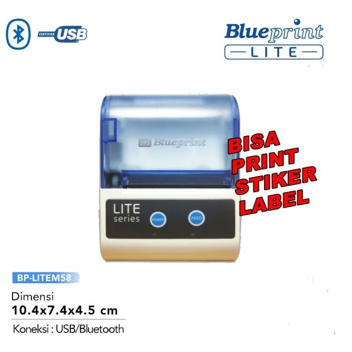 Jual PRINTER BLUEPRINT TMU 58 LITE, PRINTER PORTABLE USB + Bluetooth ...