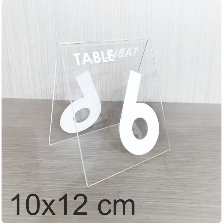 Jual Nomer Meja Dua Sisi Tulisan Warna Bening Table Sign Akrilik 10x12 ...