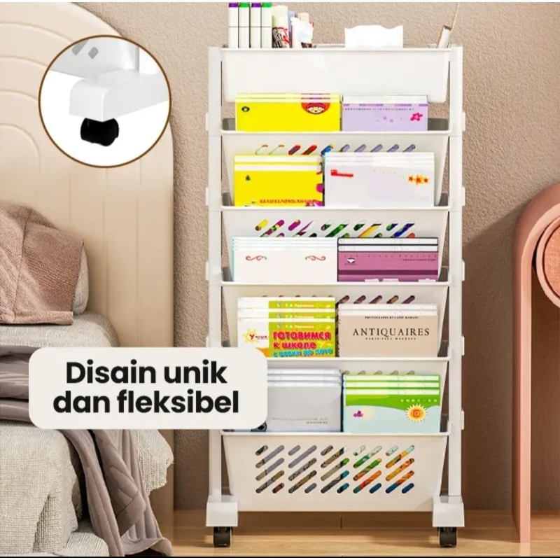 Jual RAK BUKU MULTIFUNGSI RAK BUKU PORTABLE DENGAN RODA. | Shopee Indonesia