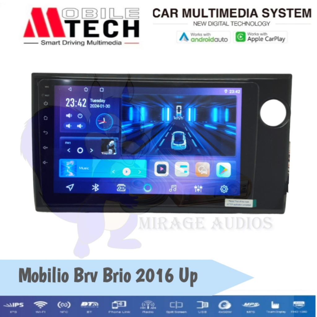 Jual Head Unit Android Mtech Carplay Brio Brv Mobilio 2016 up 9 inch ...