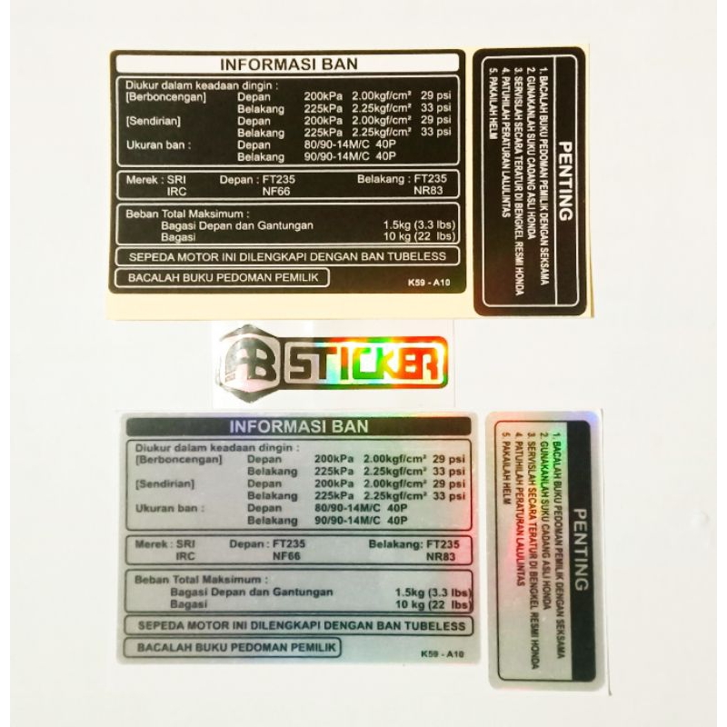 Jual STIKER STICKER INFORMASI BAN PRINCUTT | Shopee Indonesia