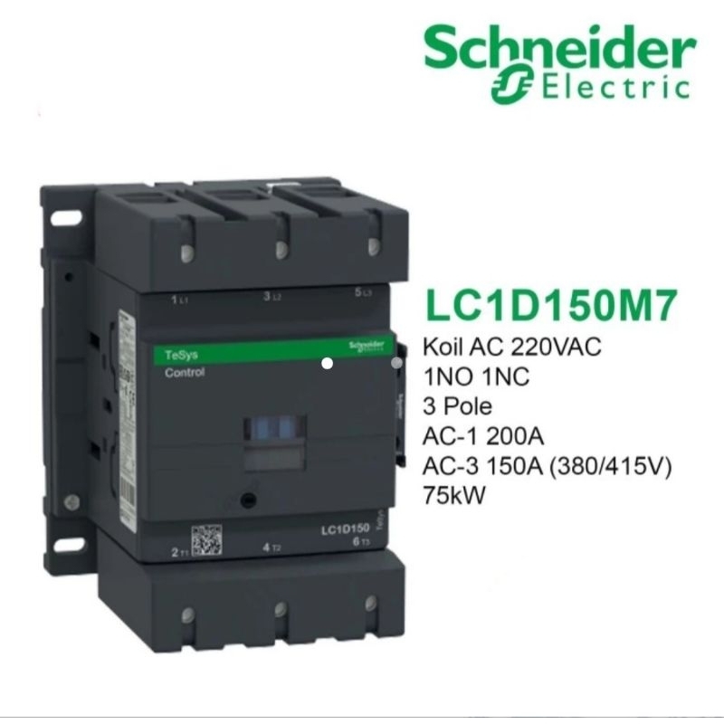 Jual Kontactor LC1D150 M7 3P 250A 220VAC 1NO 1NC SCHNEIDER | Shopee ...