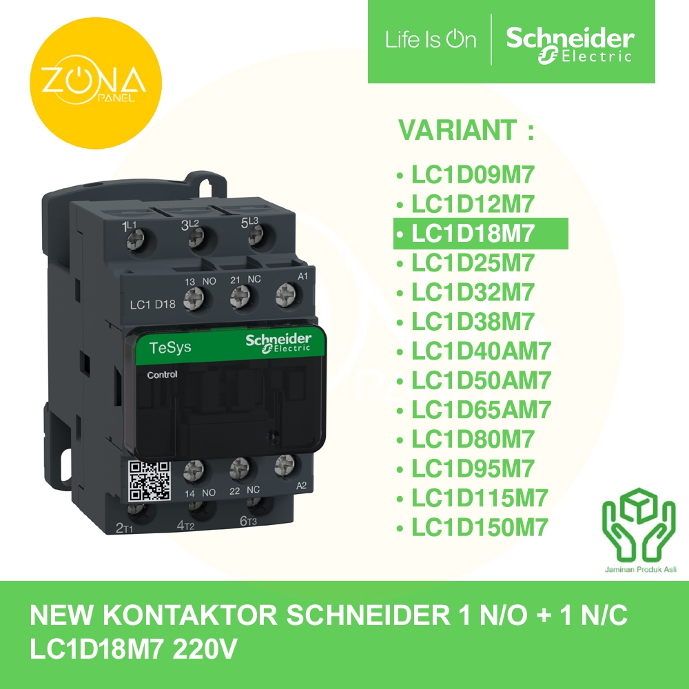 Jual KONTAKTOR CONTACTOR SCHNEIDER LC1D18M7 LC1D18 D18 220V NEW ...