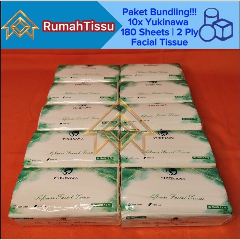 Jual [Paket Bundling 10 Pack] Tisu Yukinawa Facial Tissue 180 Sheets 2 ...