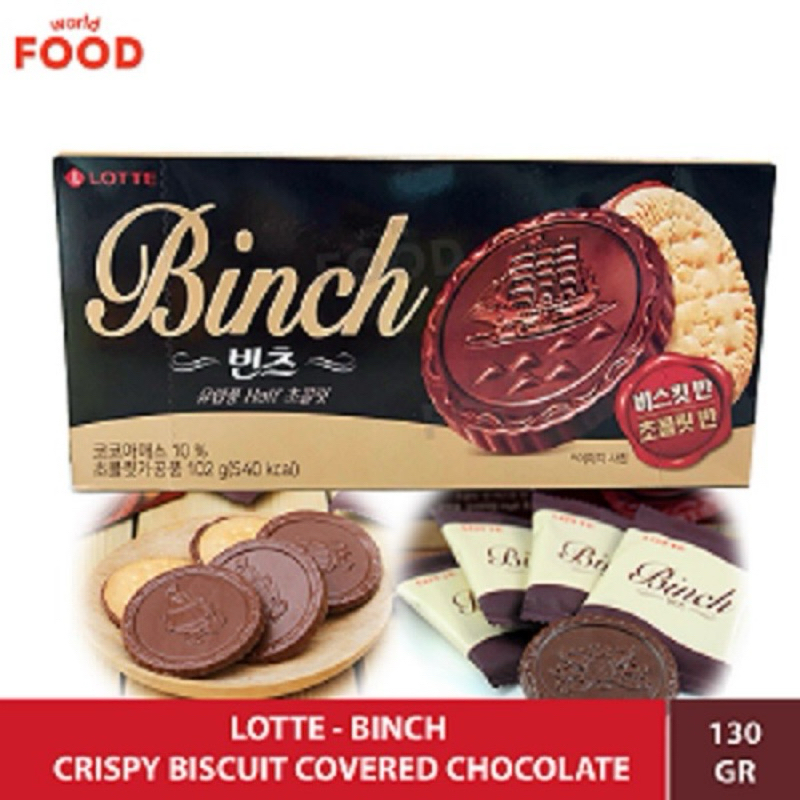 Jual LOTTE - BINCH CRISPY BISCUIT COVERED CHOCOLATE / Lotte Binch Korea ...