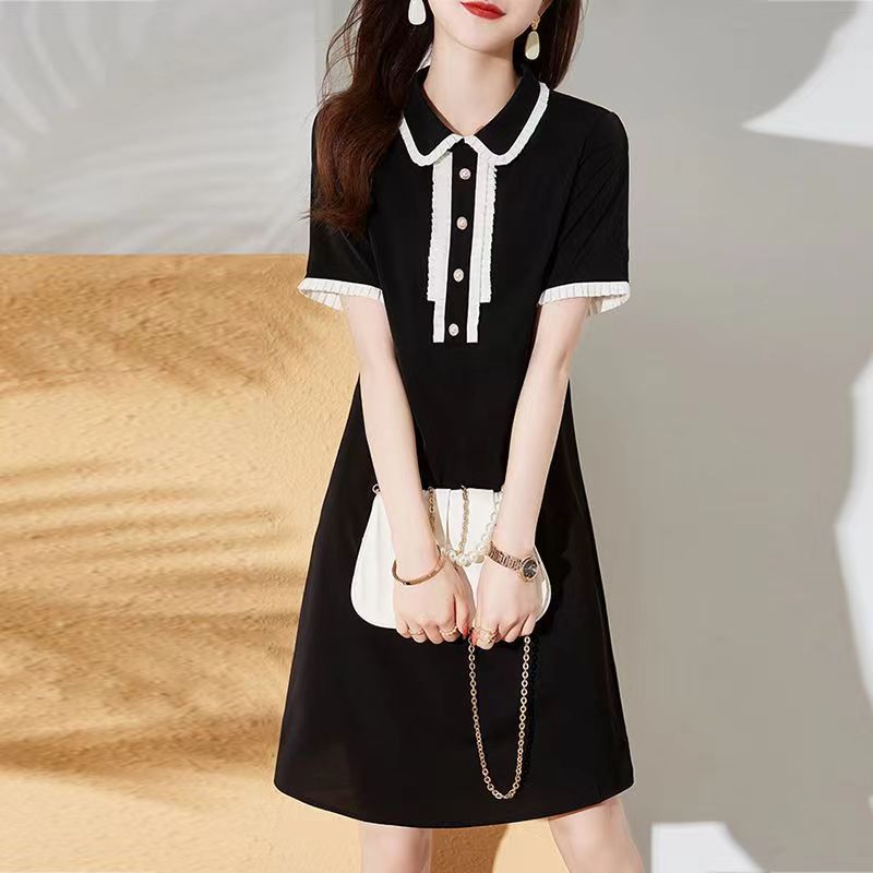 Jual 2396-Midi dress selutut hitam cantik dress harian simple dan ...