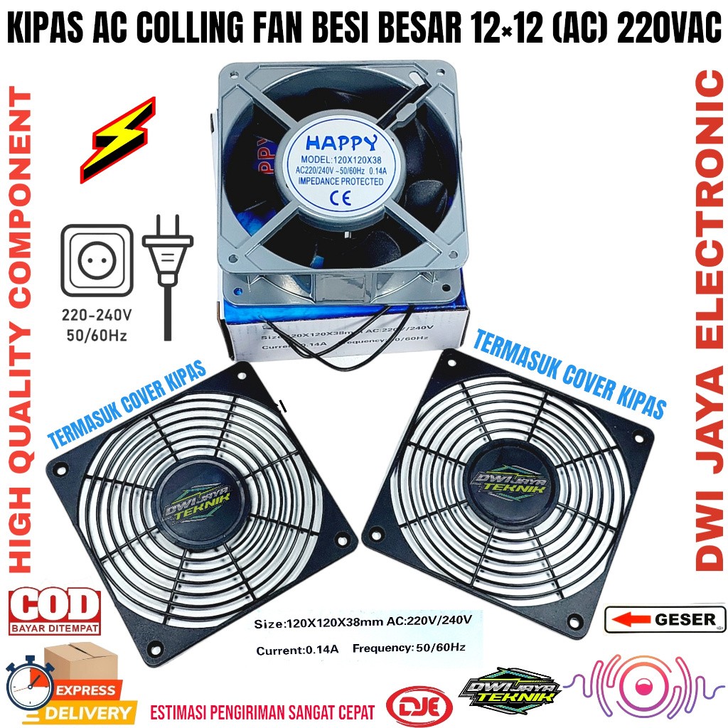 Jual Kipas AC COOLING FAN Besi Besar 12X12cm AC 220V Terbaik | Shopee ...