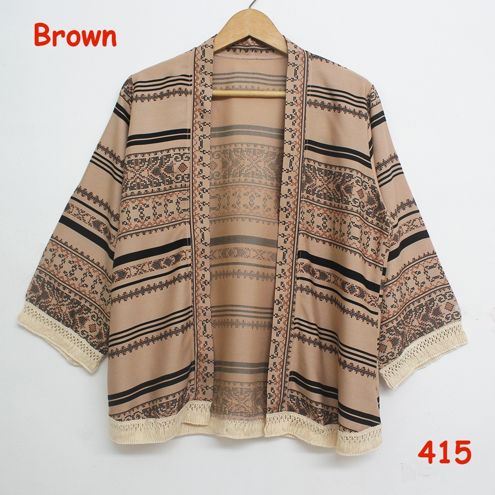Jual 𝑱𝒂𝒌𝒂𝒓𝒕𝒂𝑭𝒂𝒔𝒉𝒊𝒐𝒏 cardigan outer batik tribal katun adem rumbai sisir ...