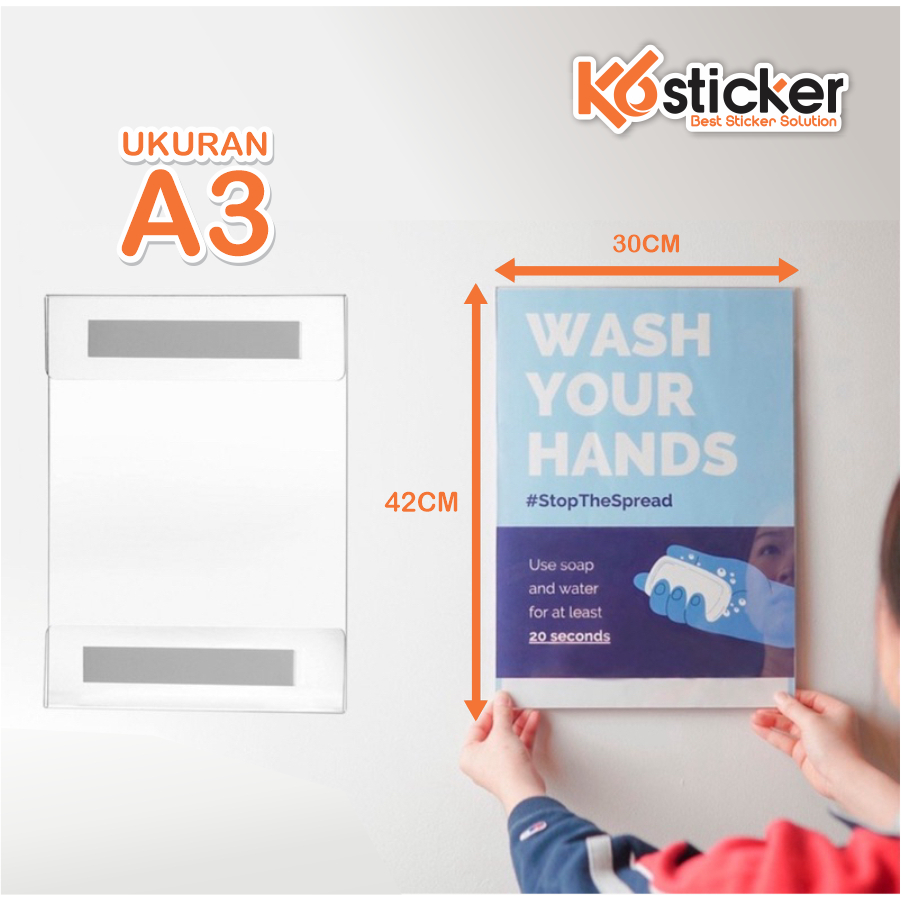 Jual Tempat Brosur Akrilik Tempel Dinding / Sign Holder Ukuran A3 ...