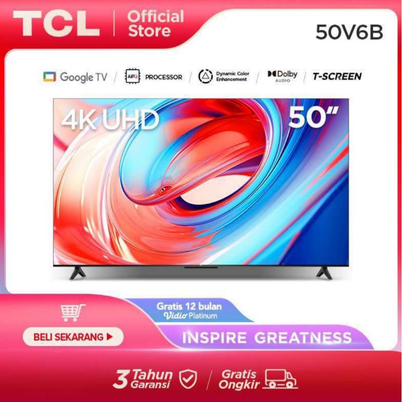 Jual TCL LED TV 50" 4K UHD Google TV Android Digital Smart TV 50V6B ...
