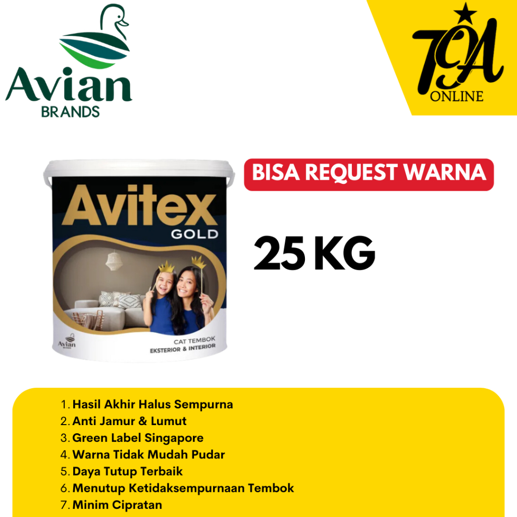 Jual AVIAN Avitex Gold Cat Tembok Interior & Exterior Tinting Color 25 ...