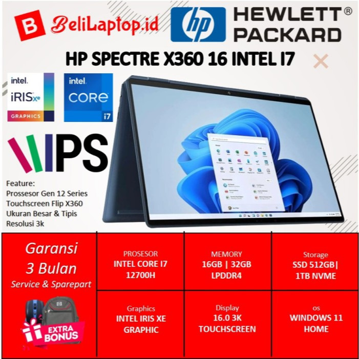 Jual Laptop Touchscreen Hp Spectre x360 i7 12700h 32GB 1TB Blue | Shopee Indonesia
