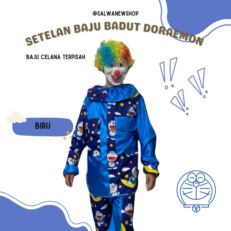 Jual Setelan Badut Baju Celana Terpisah Doraemon Topeng Wig | Shopee ...