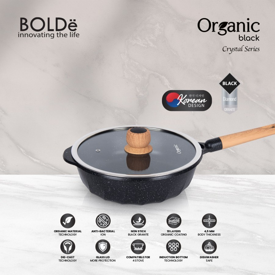 Jual Bolde ORGANIC Crystal Black Series Fry PAN 24 cm + Glass Lid BOLDe ...