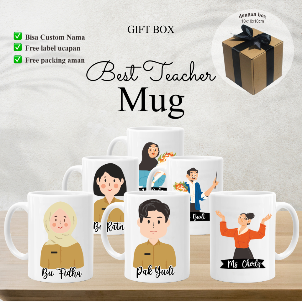 Jual DIVILINE Mug Hari Guru Hadiah Gelas Kado Karakter Teacher Gift Box ...