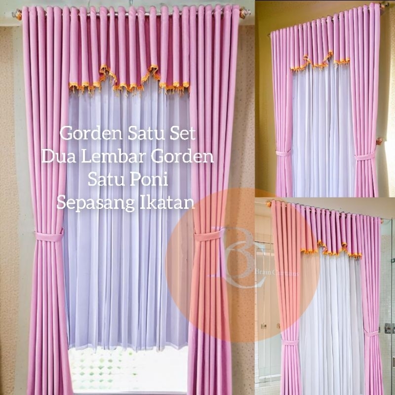 Jual Gorden Satu Set Lengkap Dengan Poni Atas Pintu Ruang Tamu Bahan ...