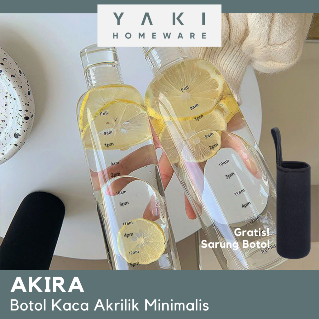 Jual YAKI - AKIRA Botol Kaca Infused Water Minimalis Water Bottle Air ...