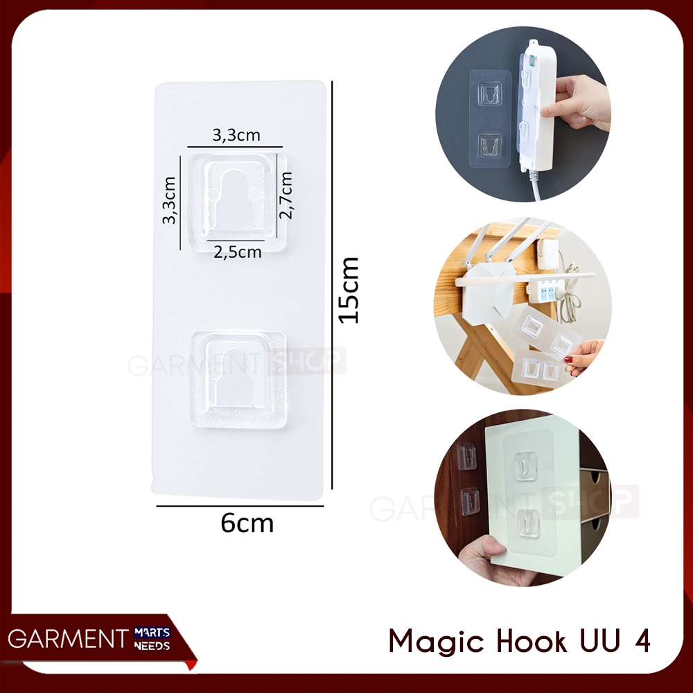 Jual Gantungan Tempel Magic Hook Cadangan Stiker Lem Kuat Dinding Transparan Laci Pigura Jam ...