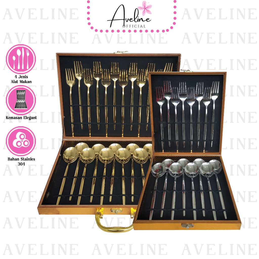 Jual Aveline Sendok Set Sultan / Sendok Gold Stainlees Steel / Sendok ...