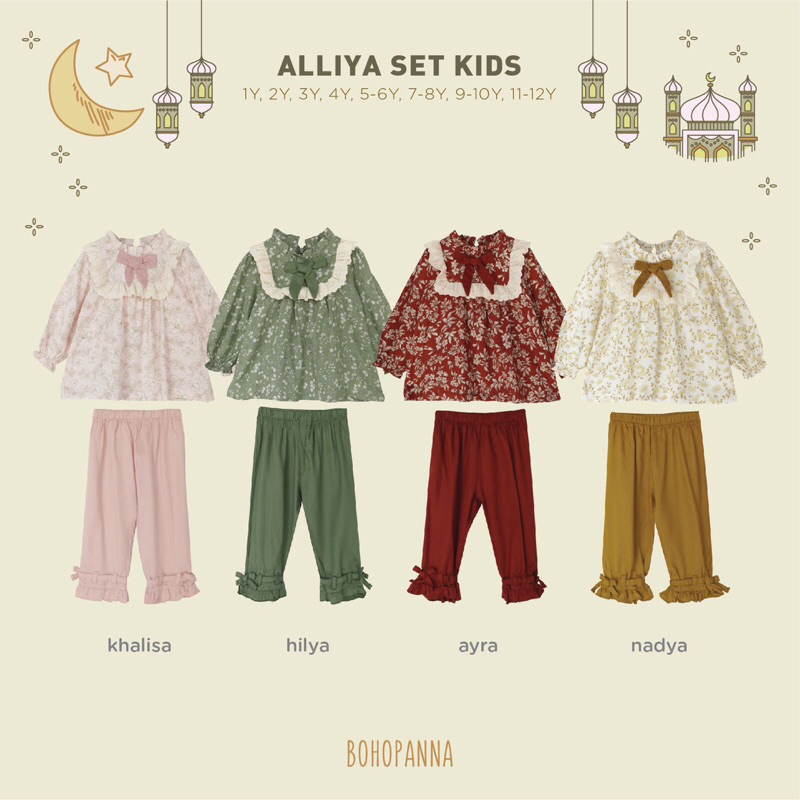 Jual BOHOPANNA - RAYA COLLECTION - ALLIYA SET / Setelan Muslim Anak Perempuan | Shopee Indonesia