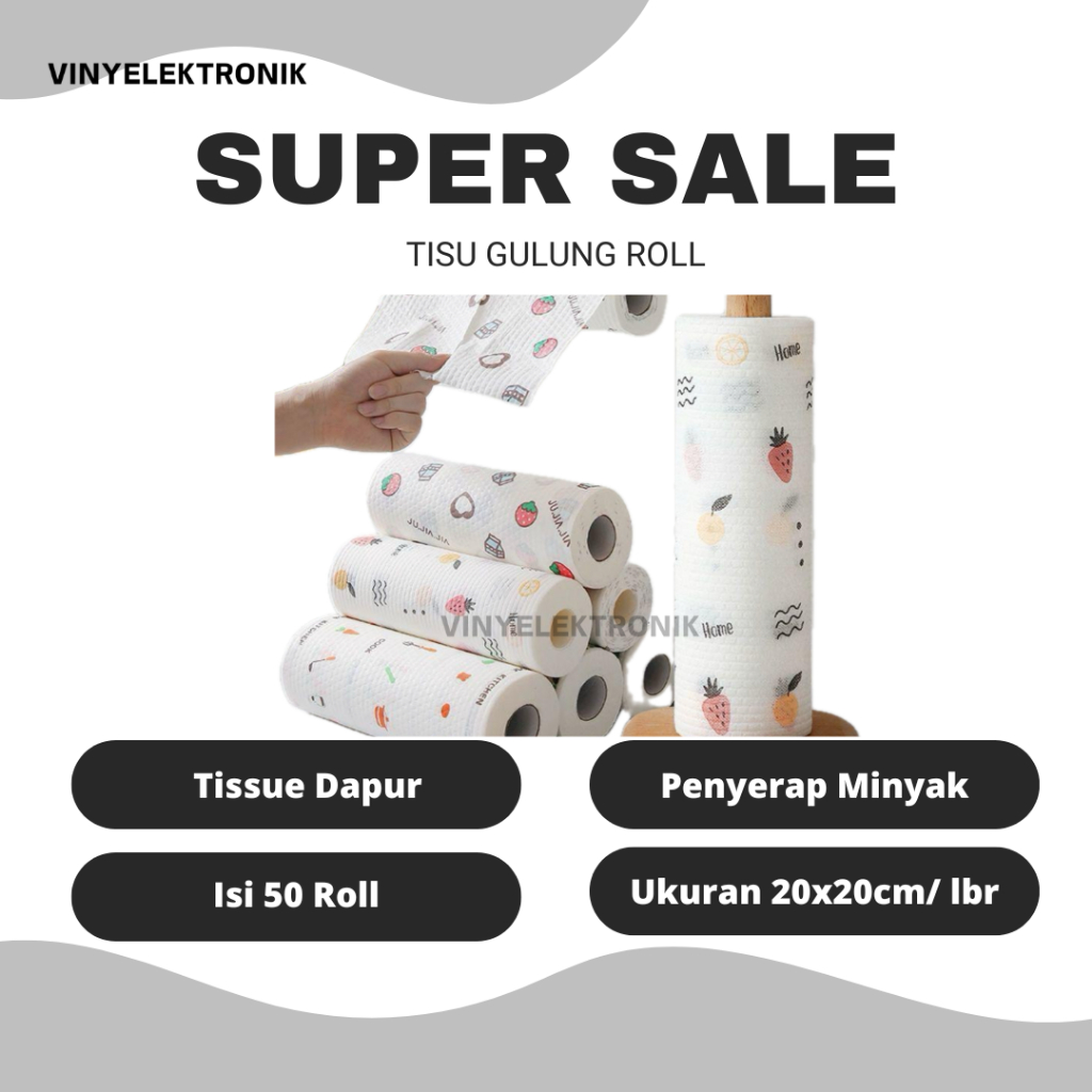 Jual Tisu Gulung Roll Isi 50 Lembar Tisu Dapur Lazy Wipes Tissue Roll ...