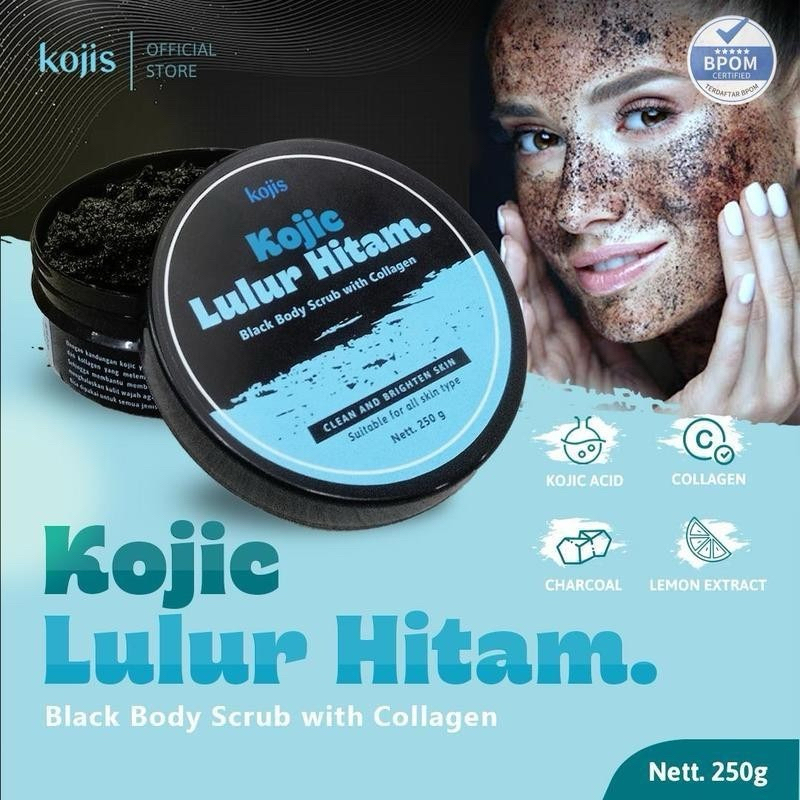 Jual Kojis-Kojic Lulur Hitam - Black Body Scrub With Collagen 250gr ...