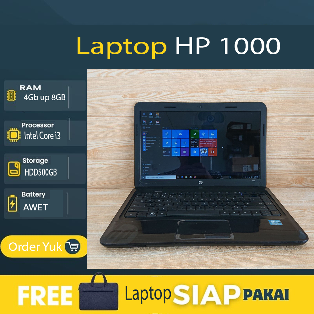 Jual Laptop Hp 1000 i3/4GB/500GB Windows10 | Shopee Indonesia