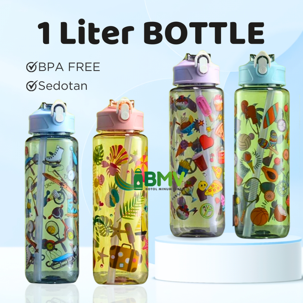 Jual Botol Minum Viral Korea Tumbler Bening Sport Aesthetic 1 Liter ...
